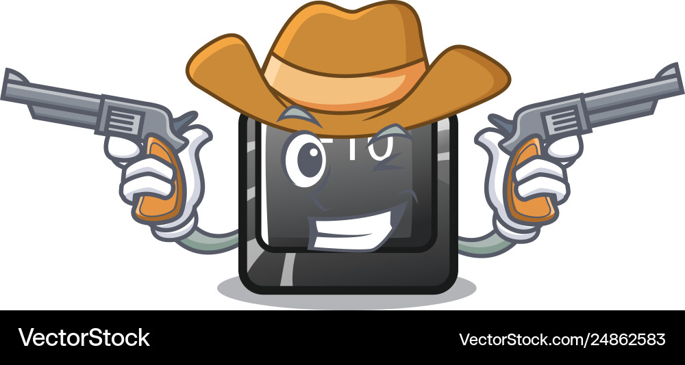 Cowboy button f10 in mascot shape Royalty Free Vector Image