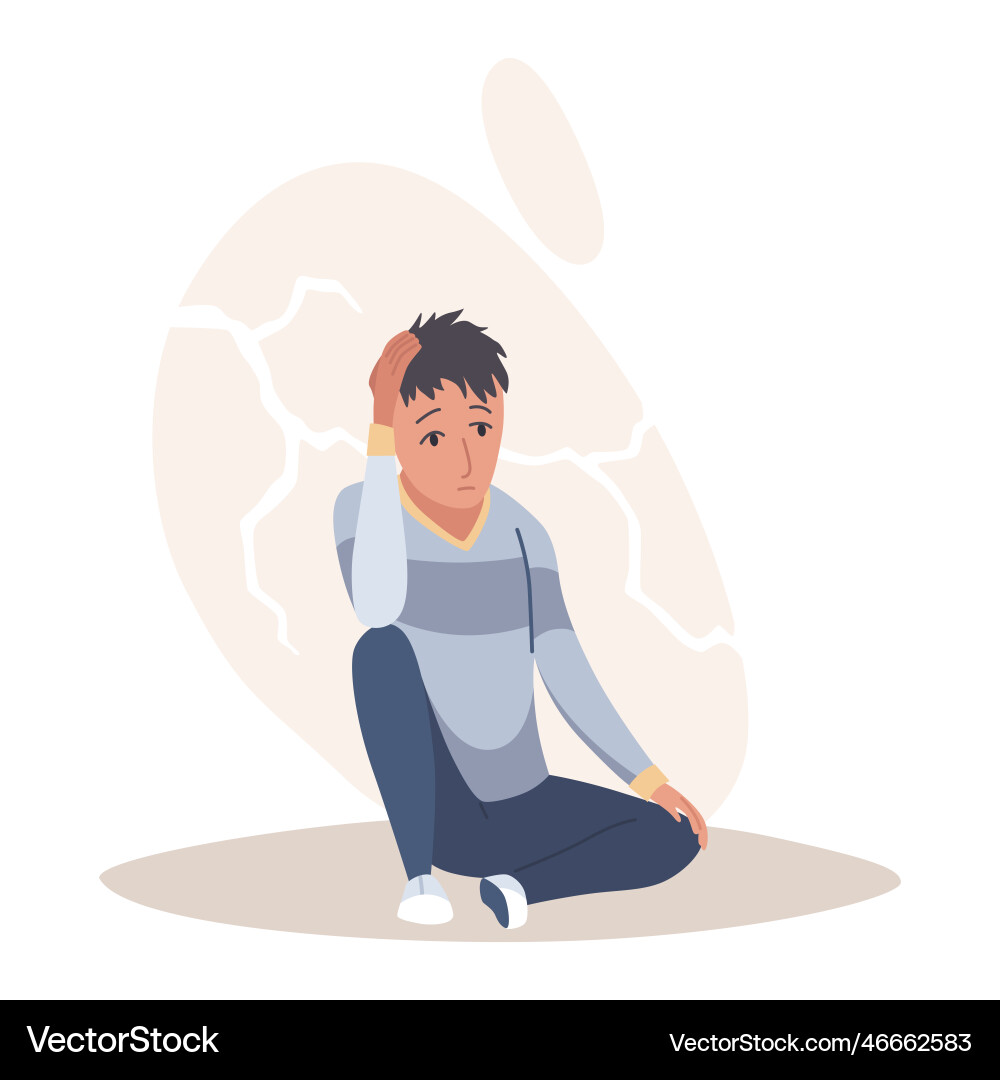 Depressed people depression sad man seating Vector Image