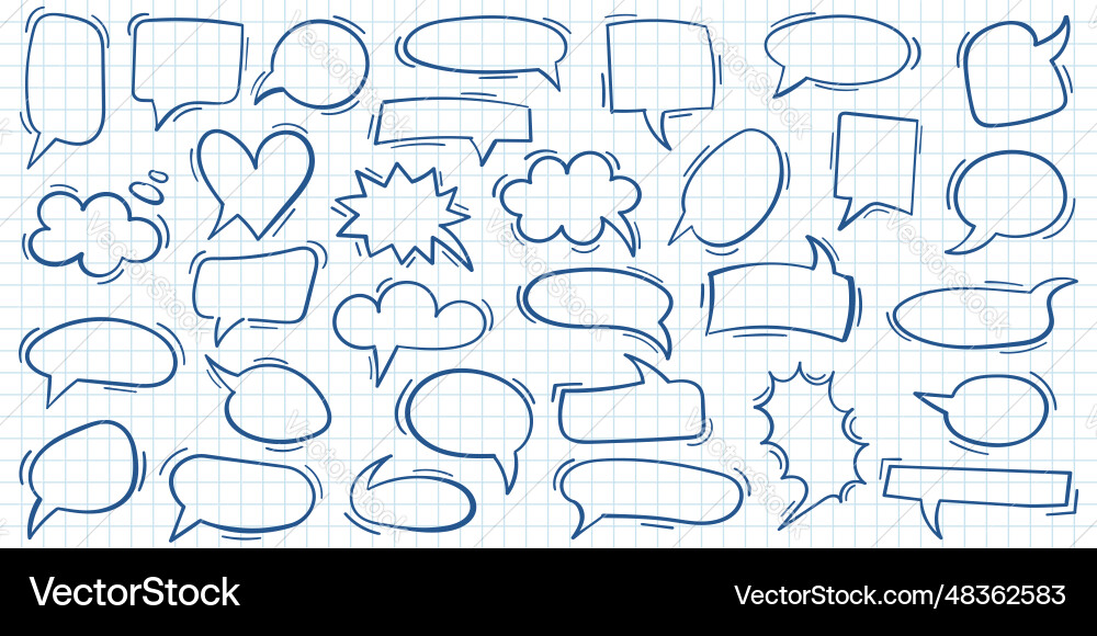 Doodle chat icon in hand drawn style cartoon Vector Image