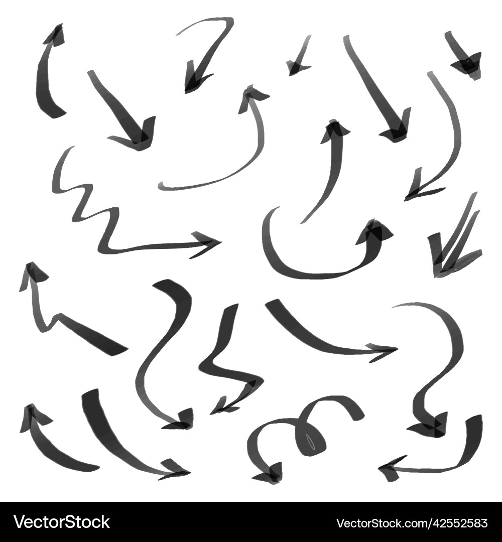 Hand drawn arrows icons set arrow icon Royalty Free Vector