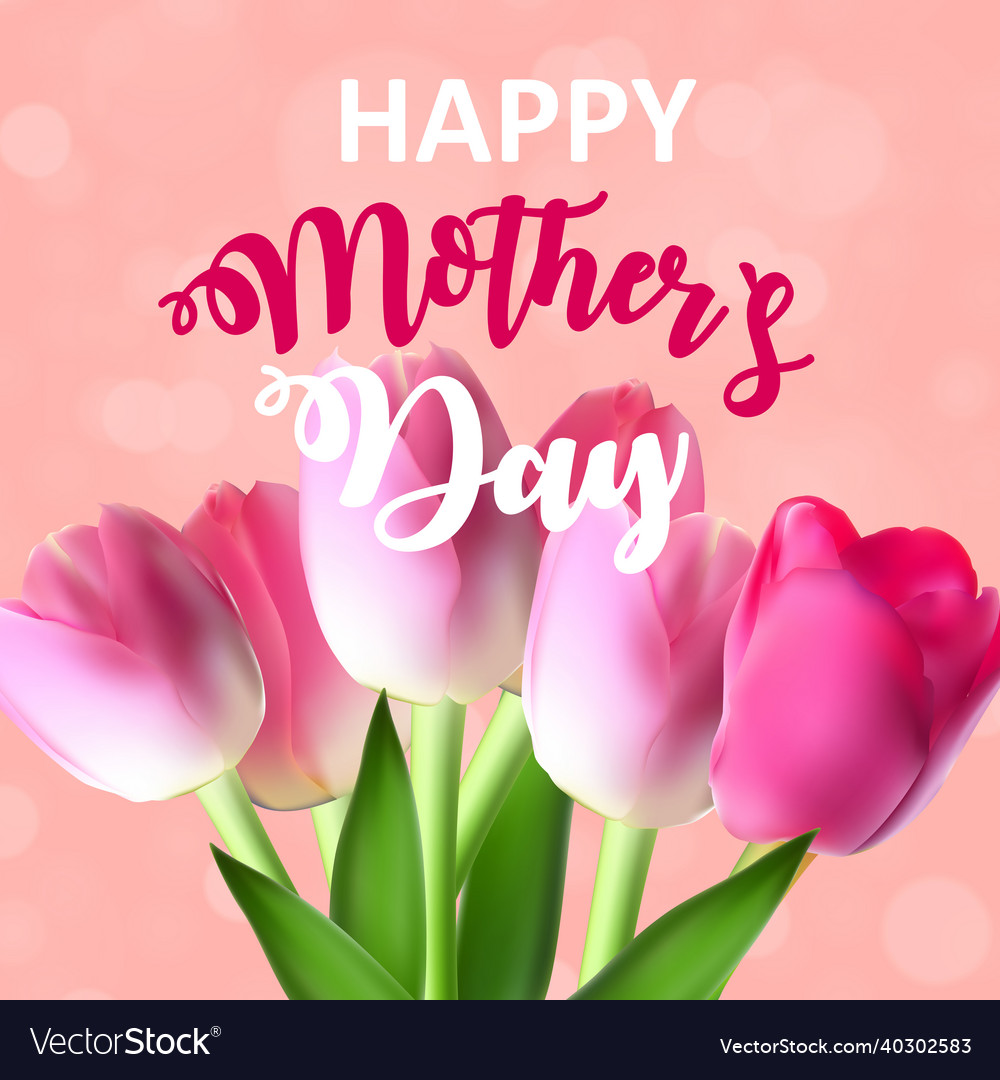 Happy Mother S Day Cute Background With Flowers Vector Image
