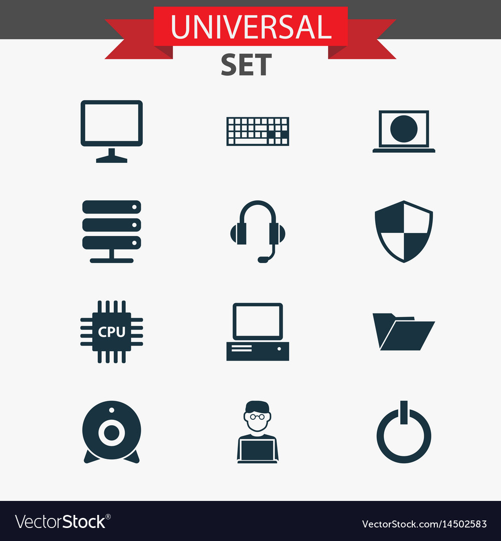 Laptop icons set collection of programmer Vector Image