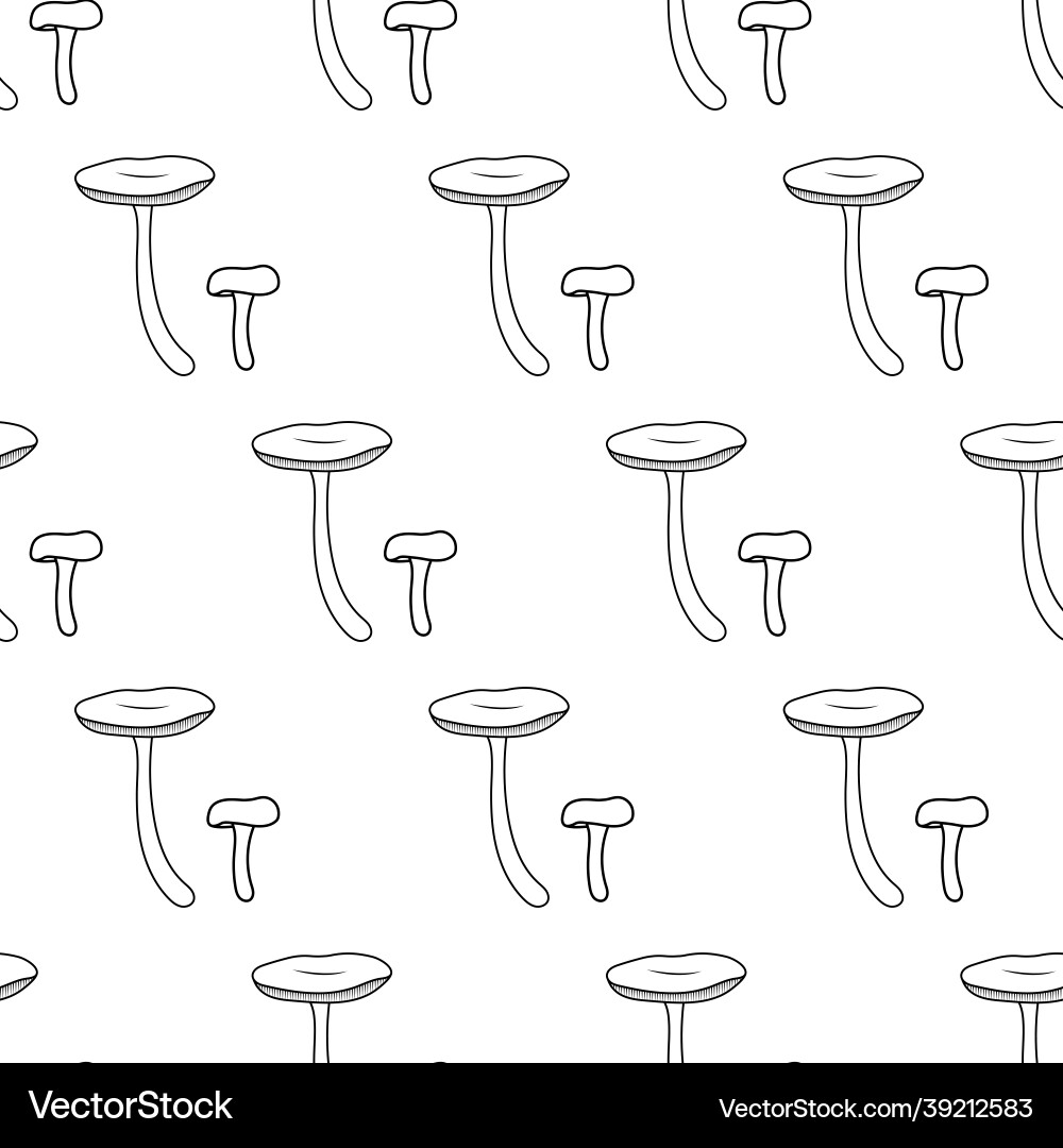 Mushroom line pattern beautiful autumn forest big Vector Image