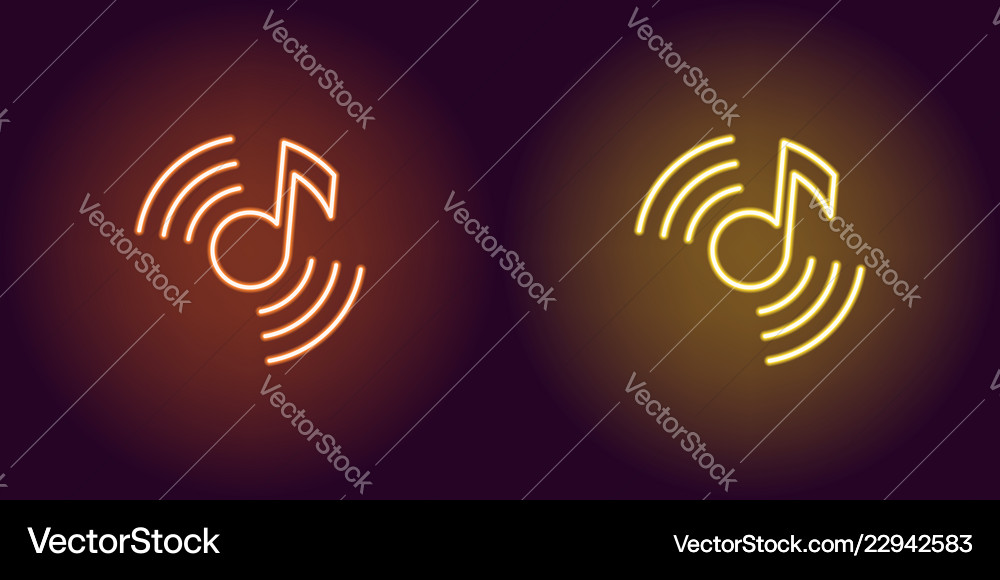 Neon musical note glowing sign sound Royalty Free Vector