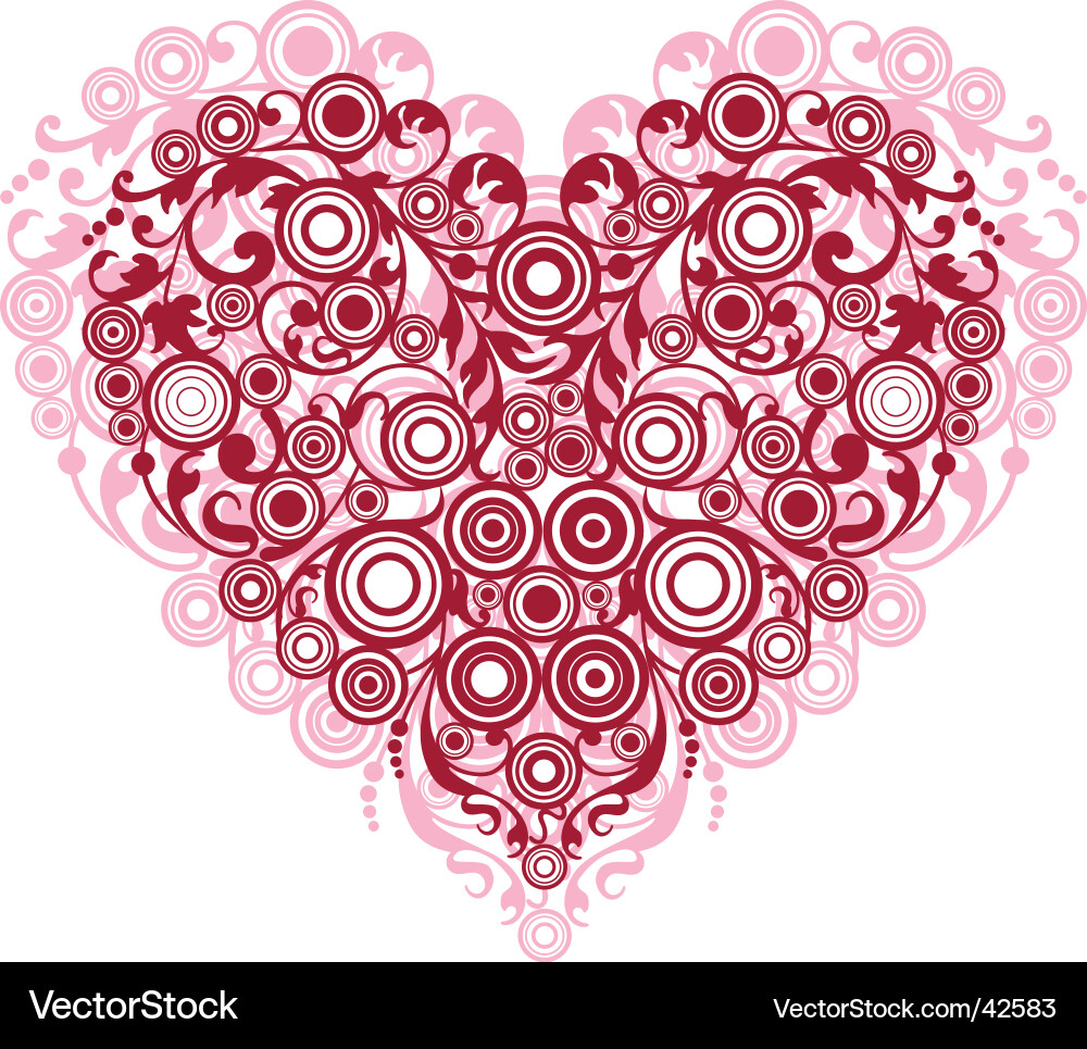 Red heart with filigree ornament Royalty Free Vector Image