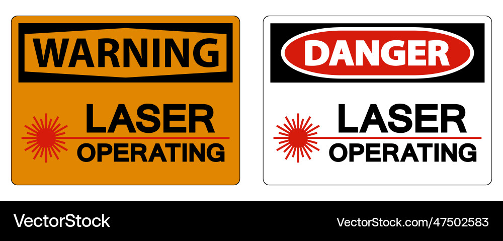 Warning safety sign laser operating on white Vector Image