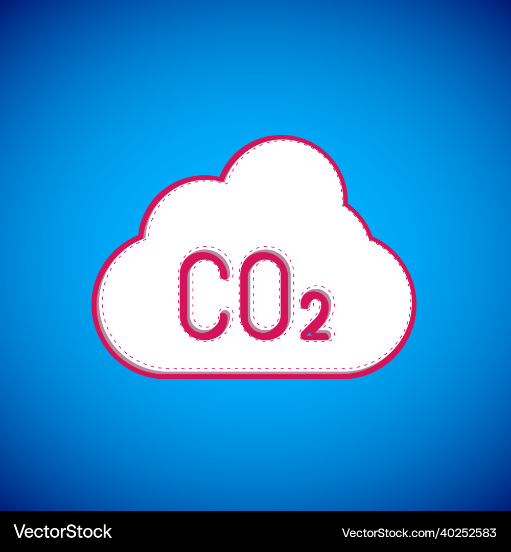 White co2 emissions in cloud icon isolated on blue