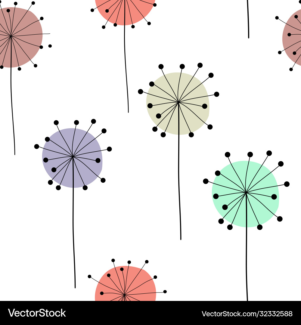 Abstract hand drawn dandelion flower seamless Vector Image