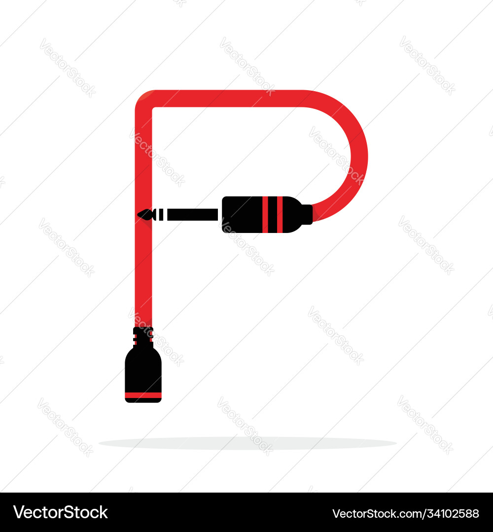 Alphabet p letter logo formed jack cable Vector Image