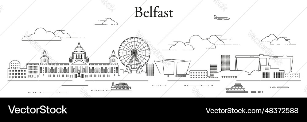 Belfast cityscape line art Royalty Free Vector Image