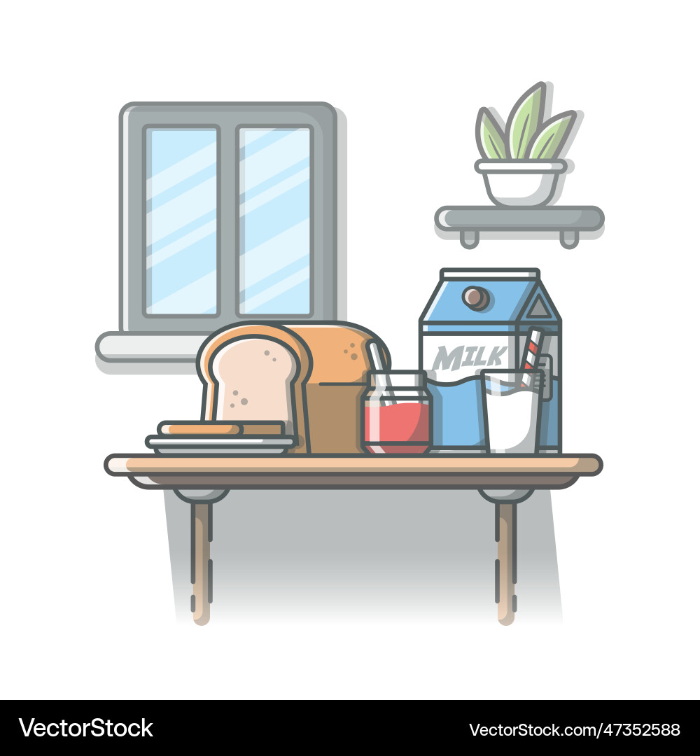Breakfast time cartoon Royalty Free Vector Image