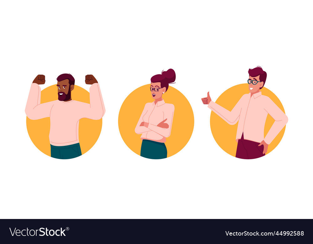 Confident people isolated round icons or avatars Vector Image