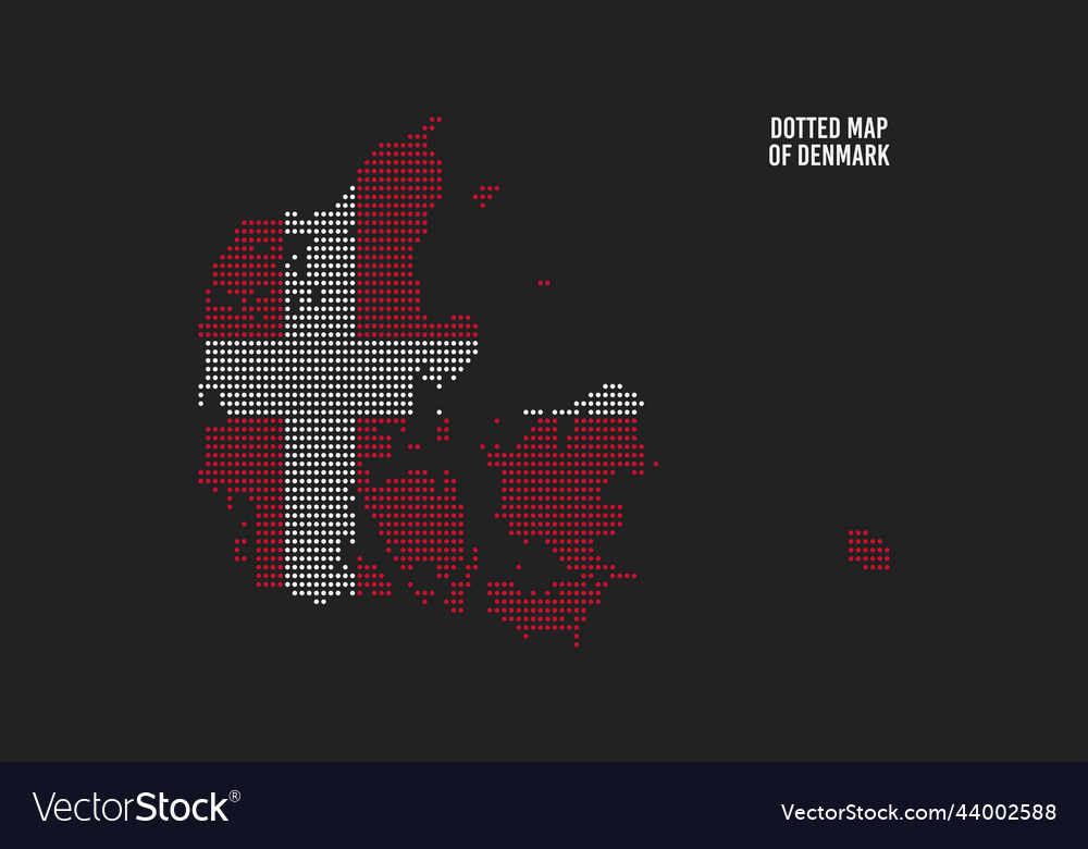 Flag map of denmark with halftone dotted style Vector Image