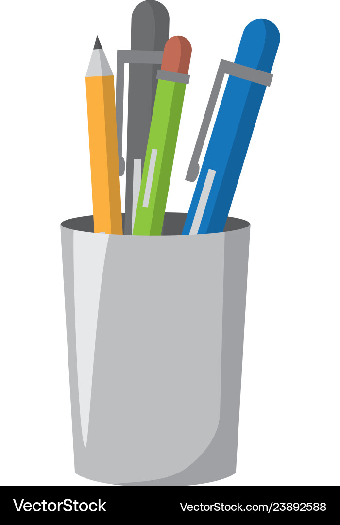 Pencil case supplies stationery Royalty Free Vector Image