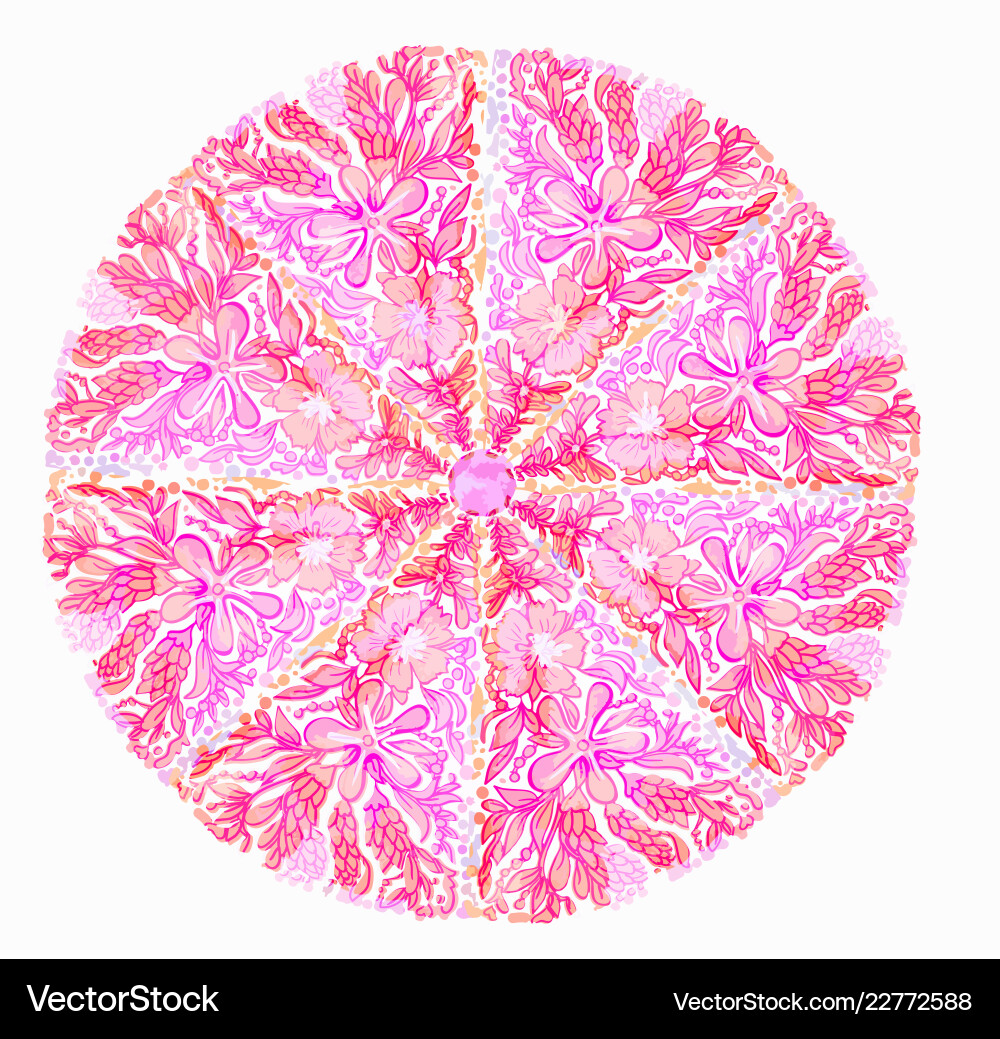 Pink abstract floral mandala Royalty Free Vector Image