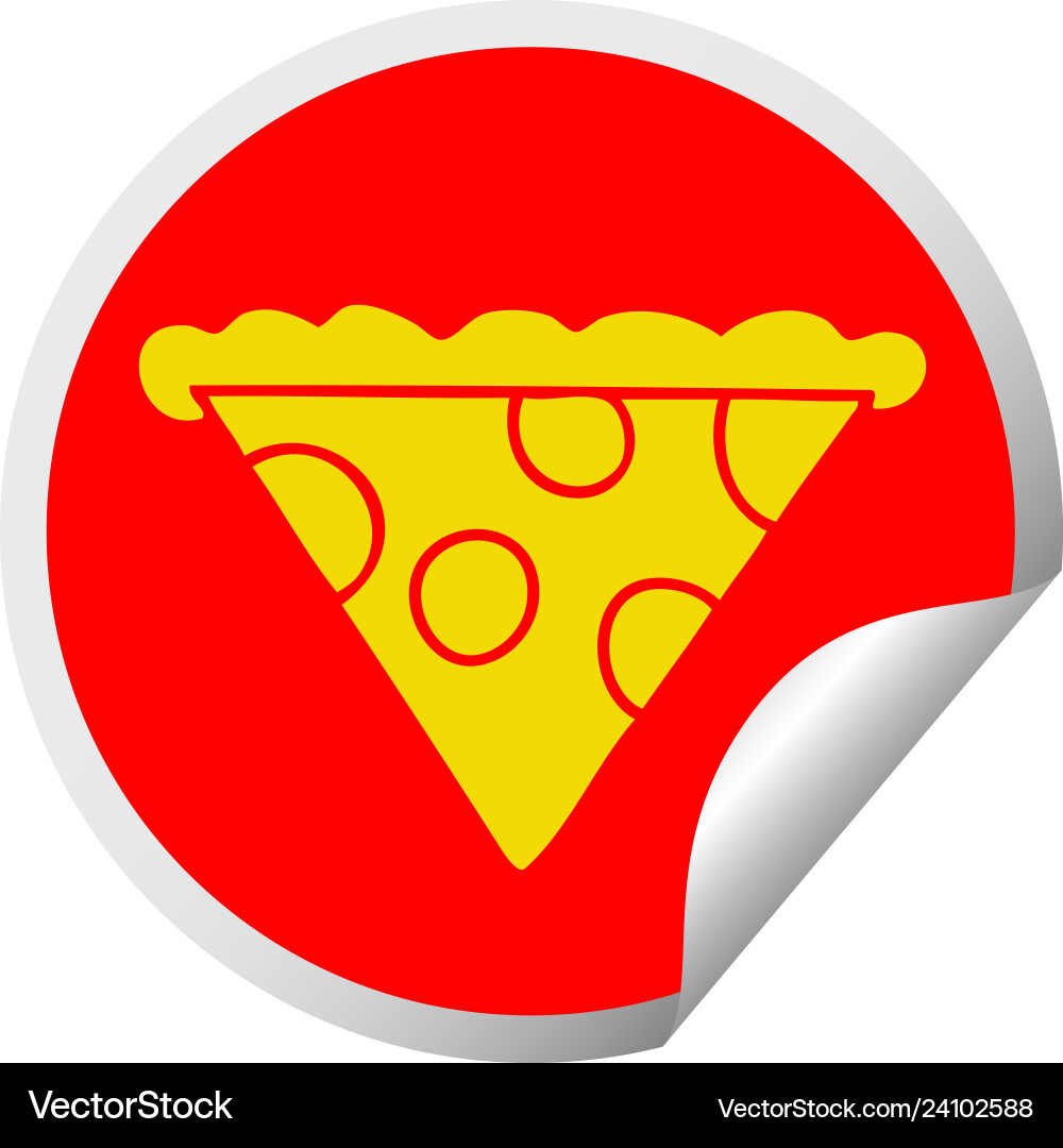Quirky circular peeling sticker cartoon slice Vector Image