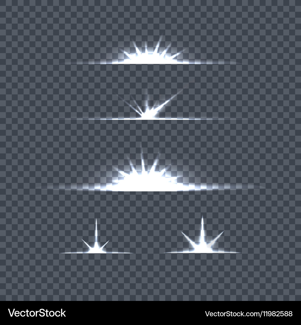 Set of bright lights on transparency glow flash Vector Image