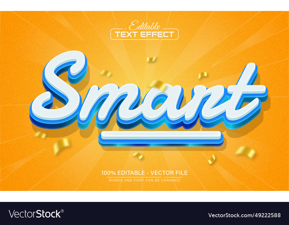 Smart 3d text effect editable Royalty Free Vector Image