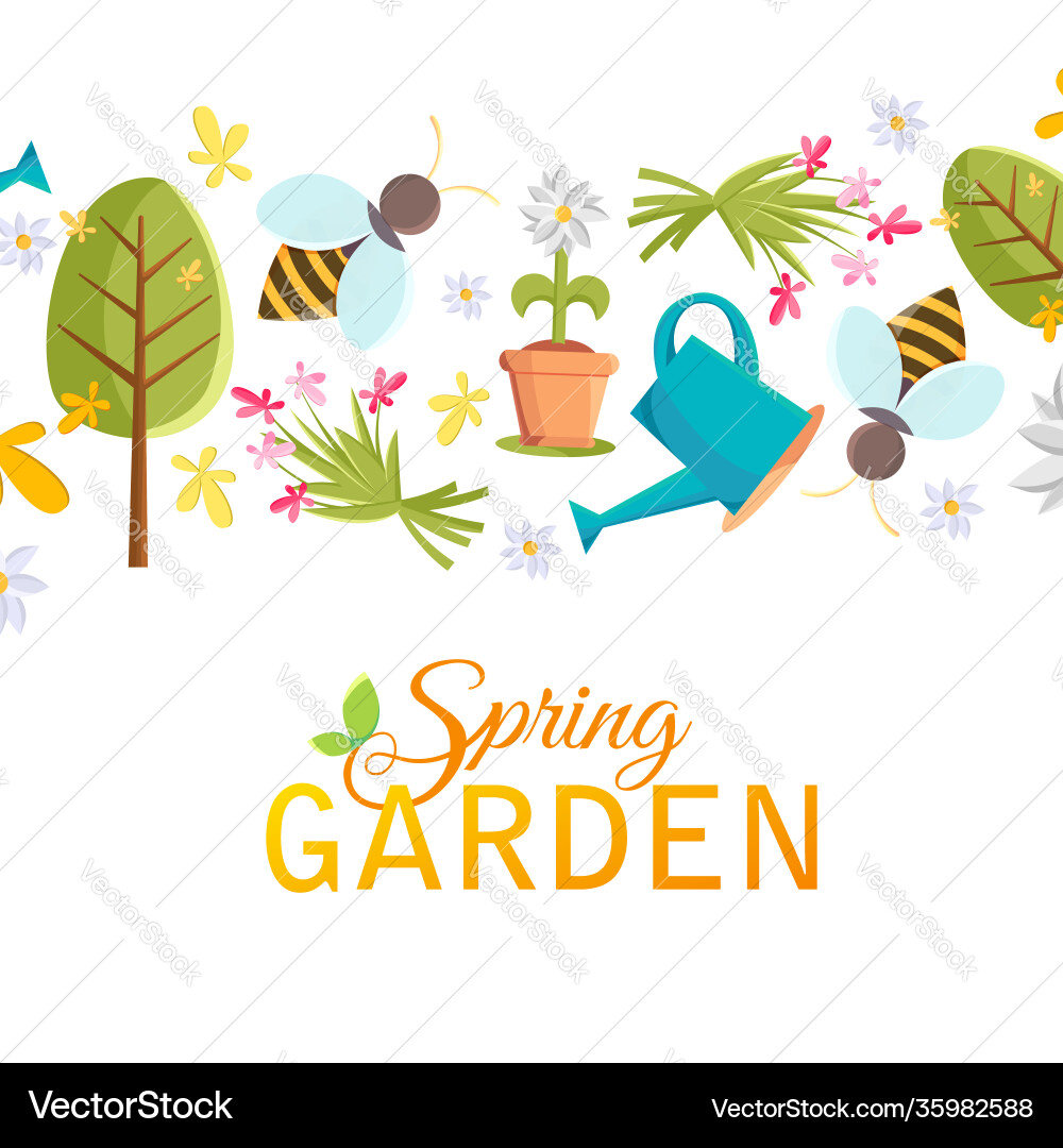 Spring garden design poster Royalty Free Vector Image