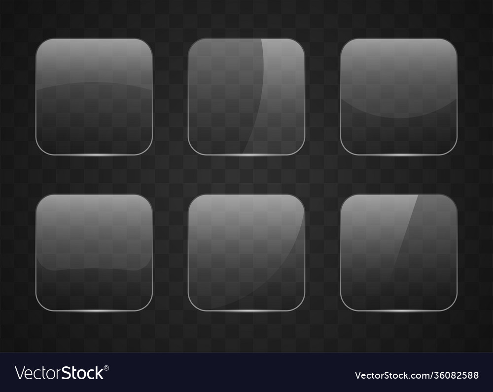 Square application transparent glass buttons Vector Image