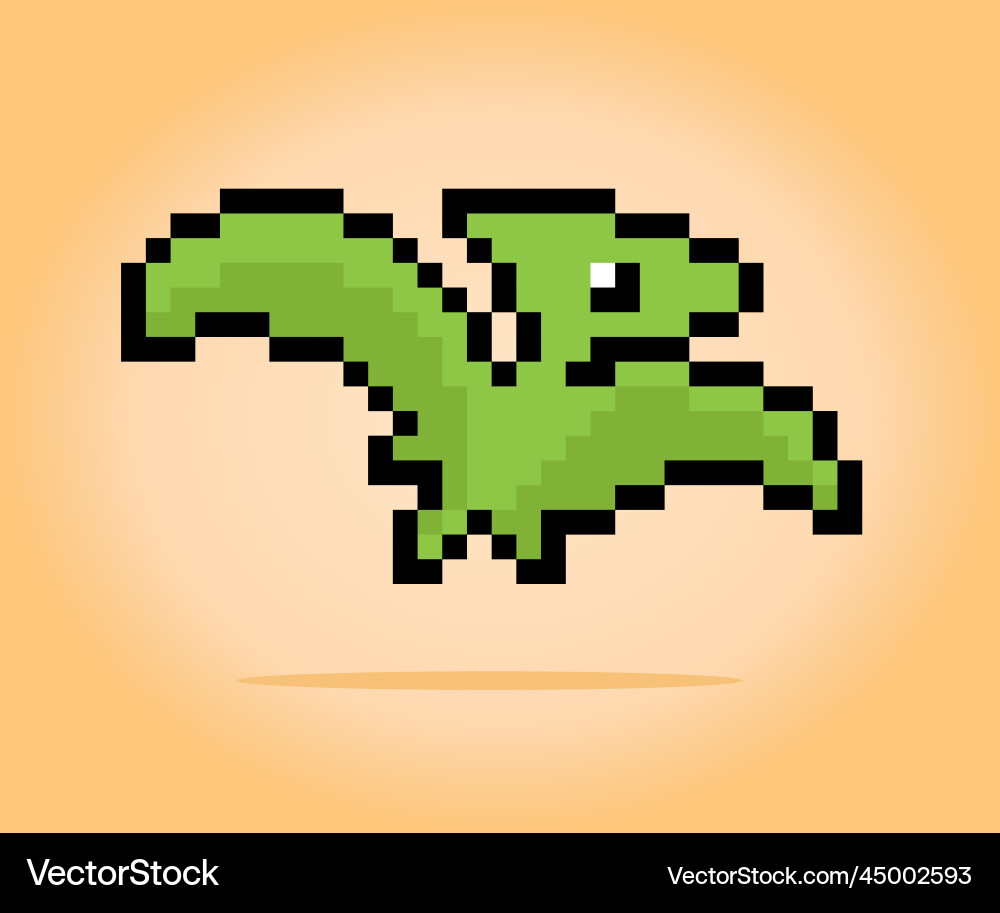 8 bit pixel of flying dinosaur Royalty Free Vector Image