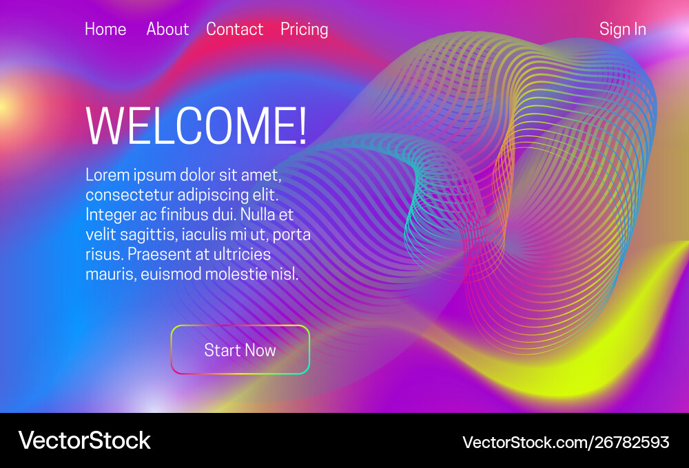 Abstract vibrant background design landing page Vector Image