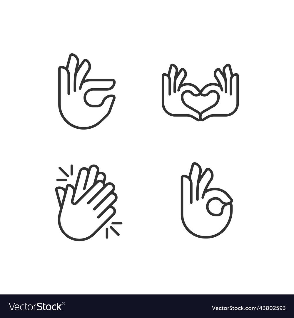 Body language signals pixel perfect linear icons Vector Image Body language signals pixel perfect linear icons Vector Image