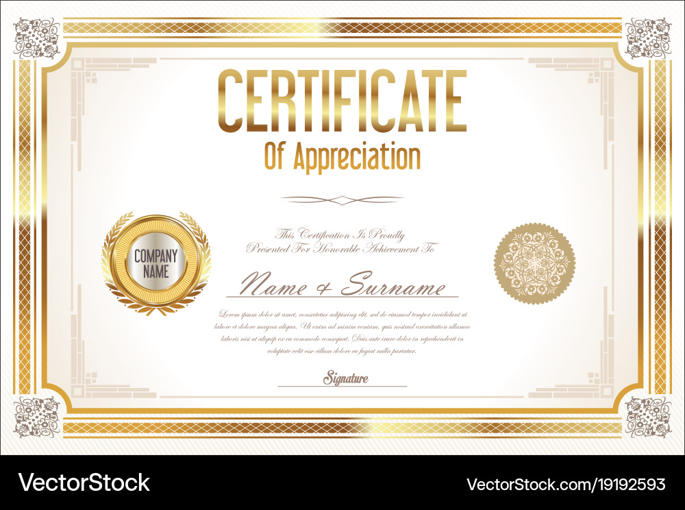 Certificate retro design template 2 Royalty Free Vector