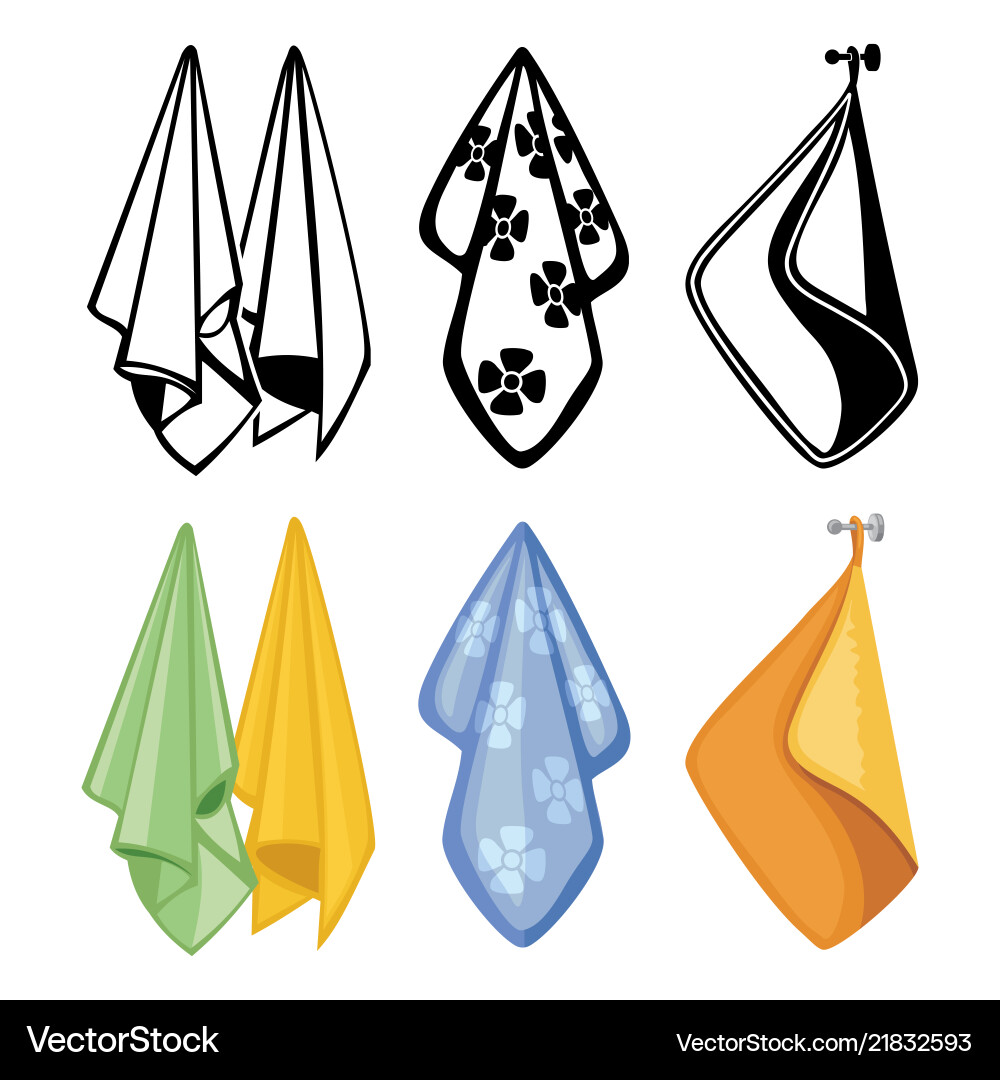 Colorful and black towels collection textile Vector Image