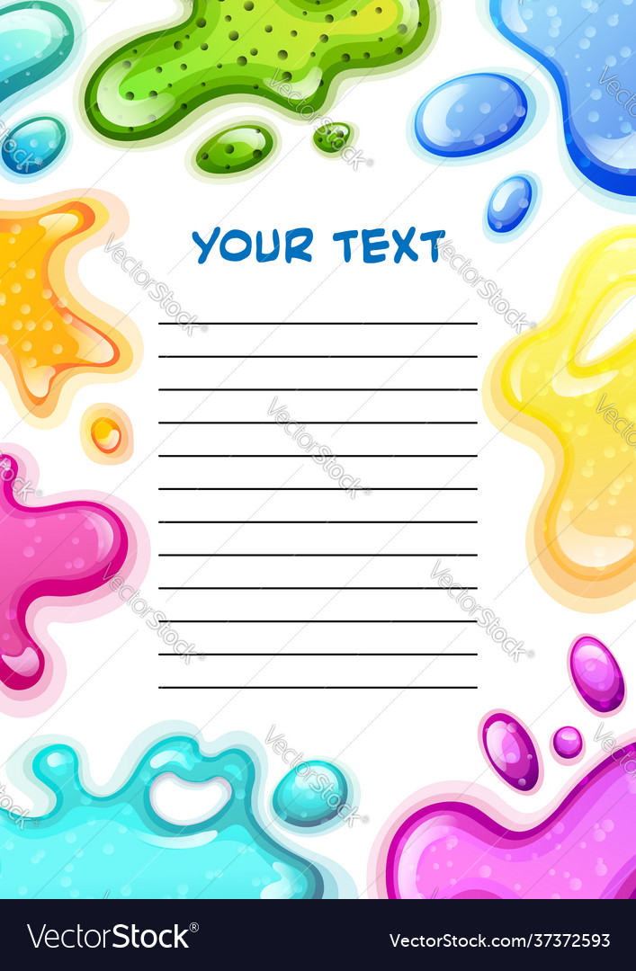 Colorful background frame with slime splashes Vector Image