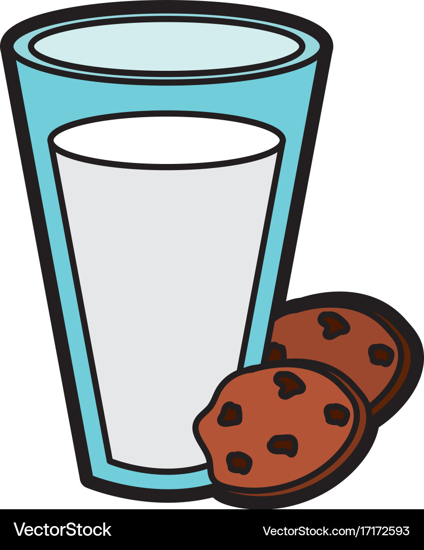 Delicious milk with chocolate cookies Royalty Free Vector