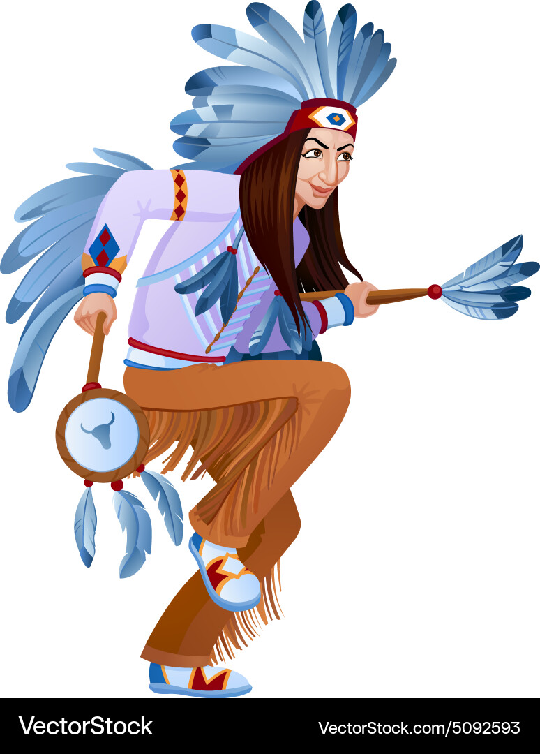 Ethnic dance of cartoon injun Royalty Free Vector Image