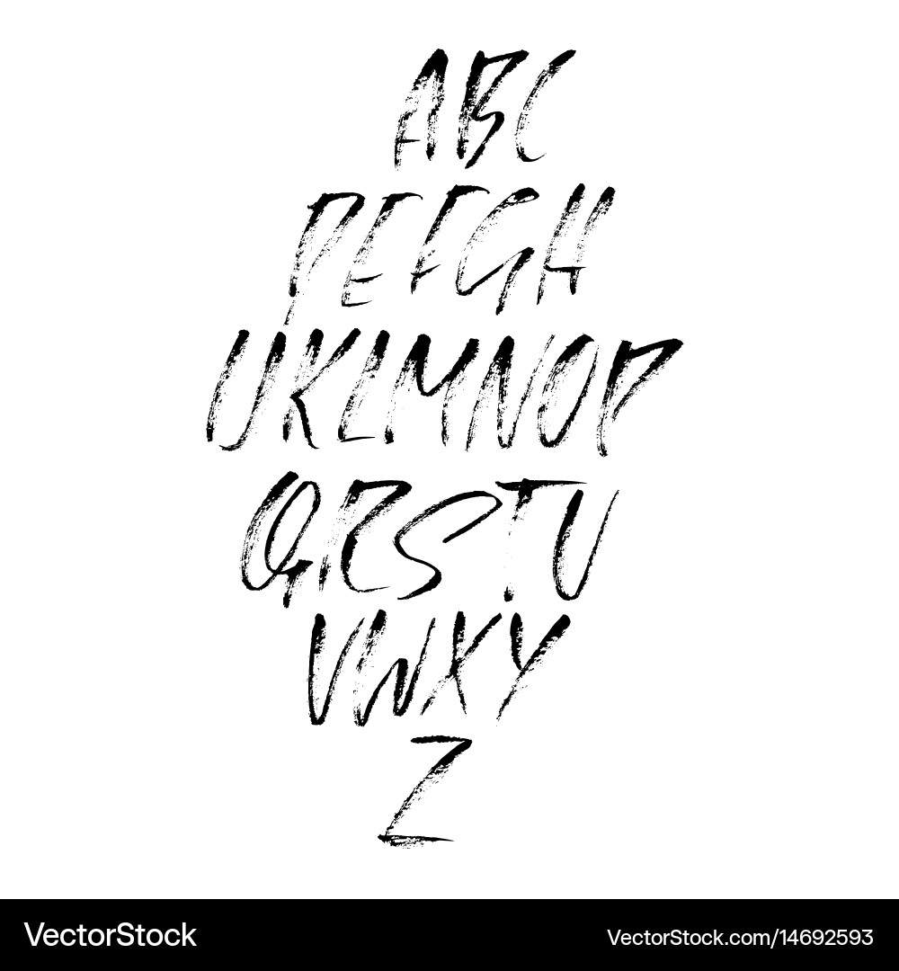 Hand drawn dry brush font modern lettering Vector Image