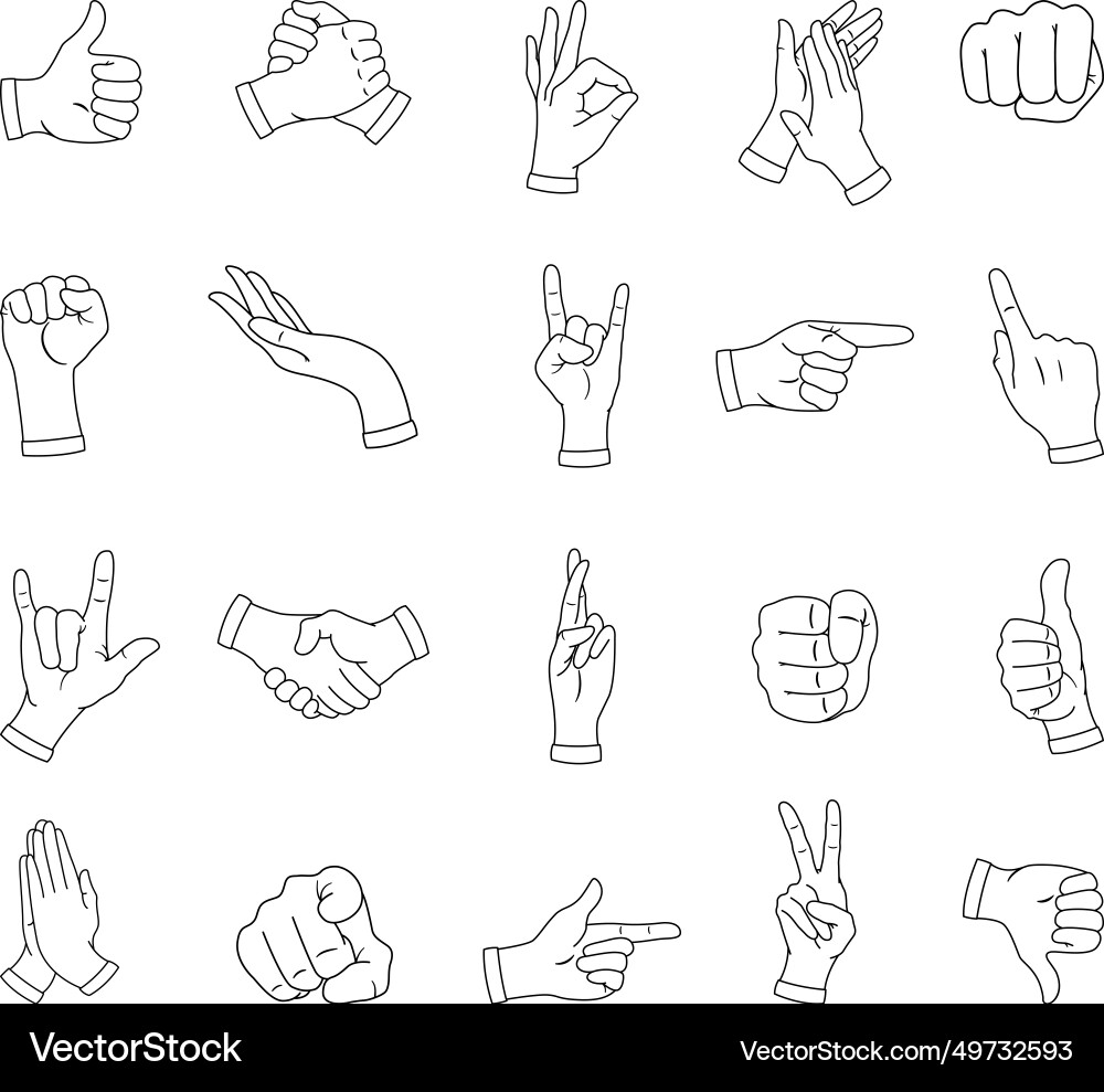 Hand gestures for coloring cartoon human palms Vector Image