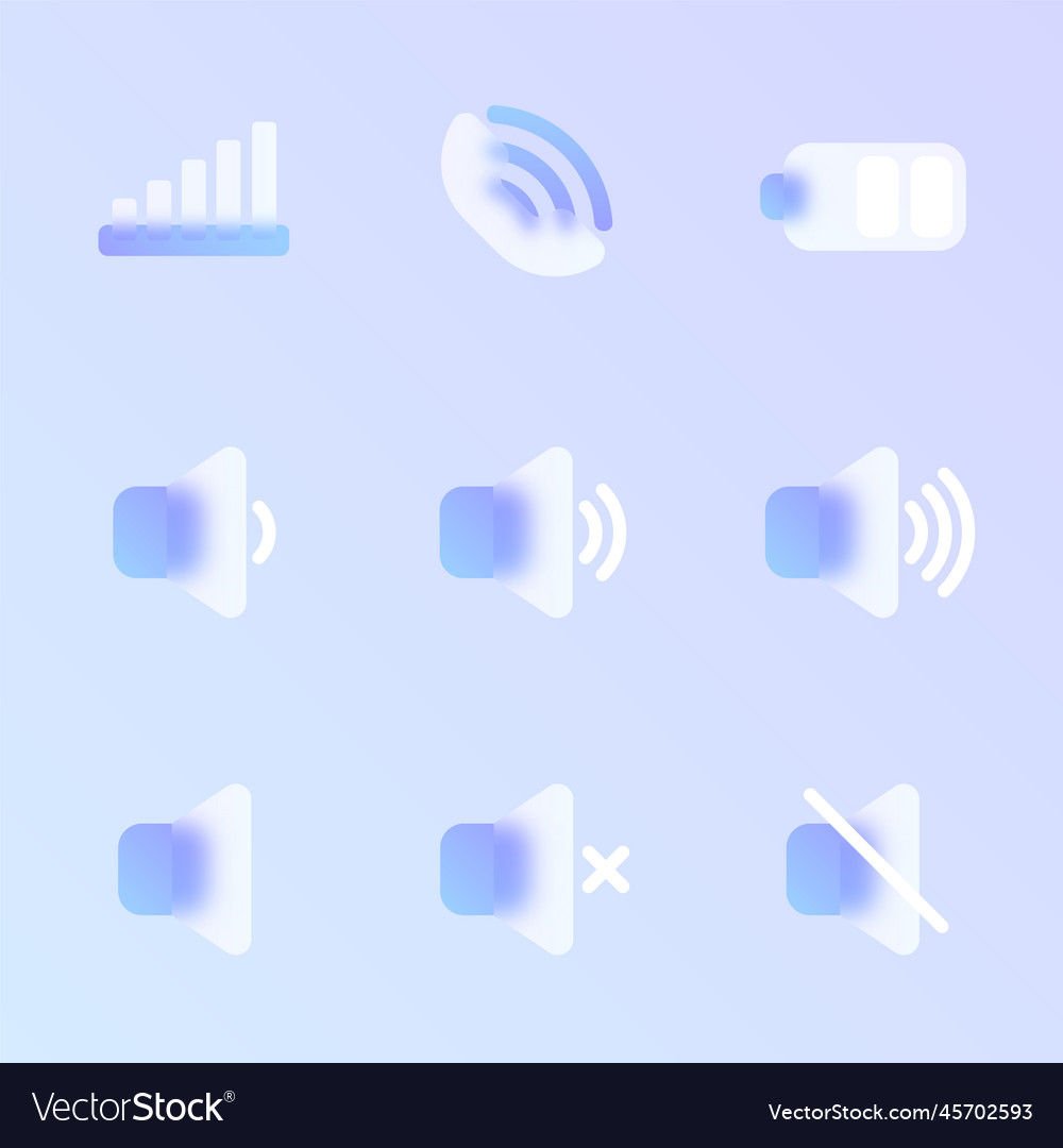 Mobile ui glass morphism trendy style icon set Vector Image