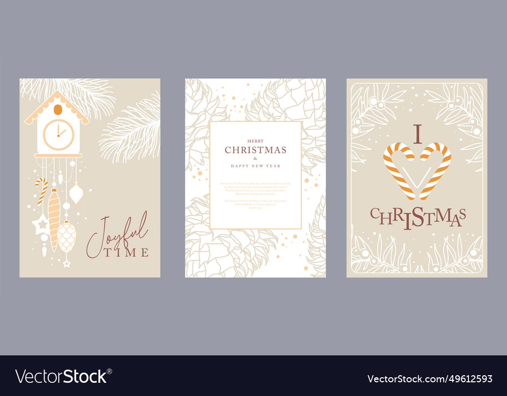 Set of christmas holiday greeting cards or covers Vector Image