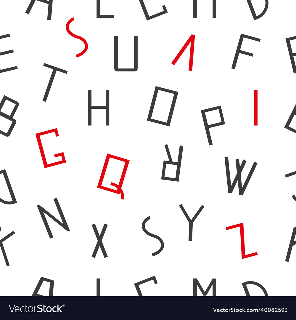 Simple red and black letters seamless pattern Vector Image