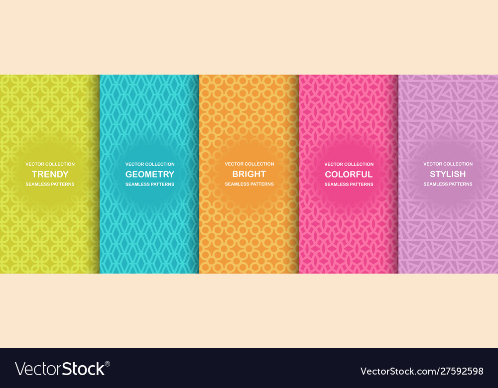 Collection colorful geometric simple seamless Vector Image