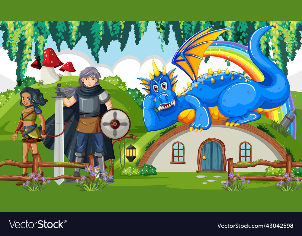 Fantasy Folk Cartoon Characters In The Forest Vector Image