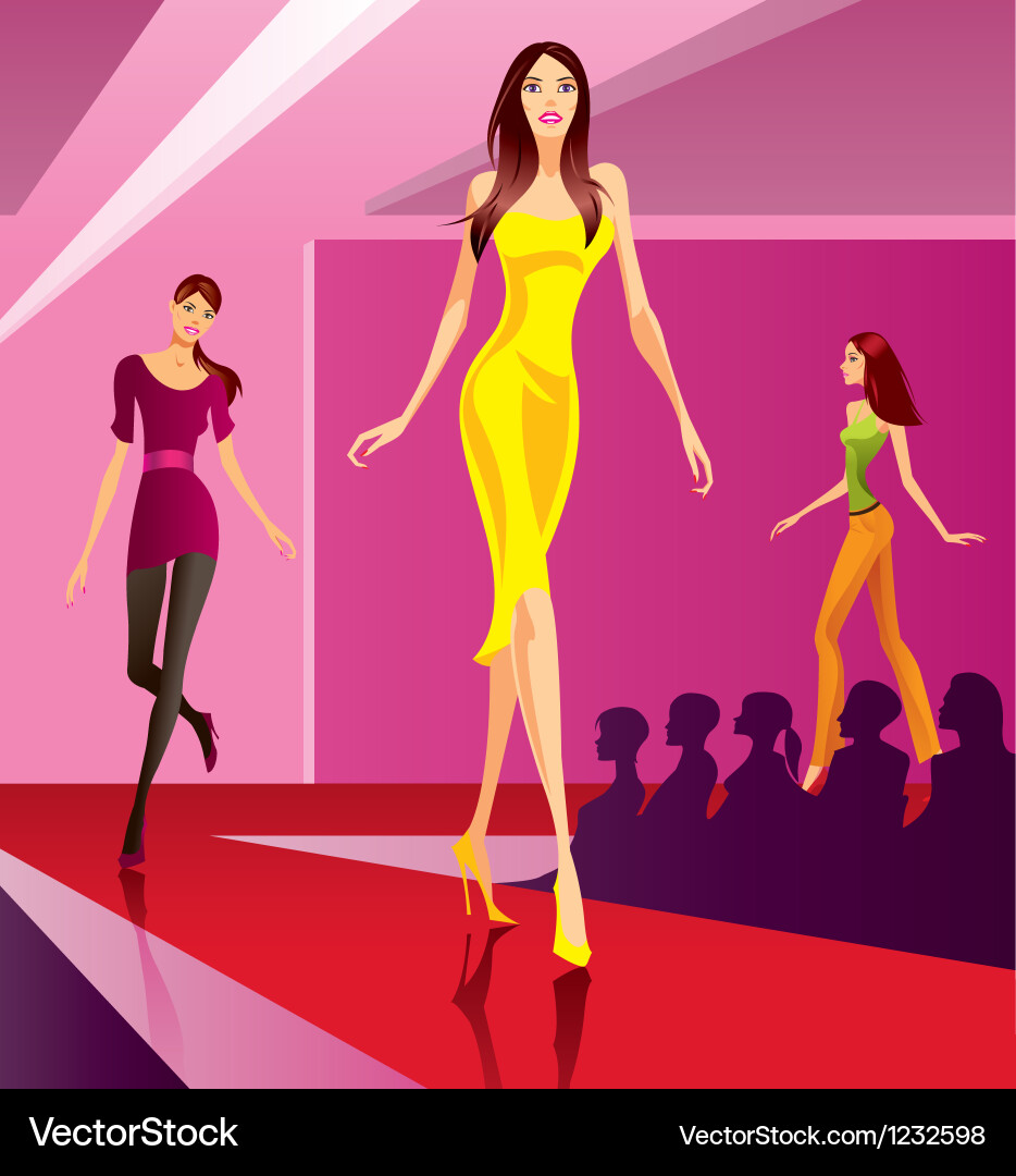 Fashion models representing a new collection Vector Image