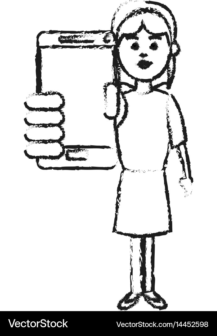 Girl holding phone icon image Royalty Free Vector Image