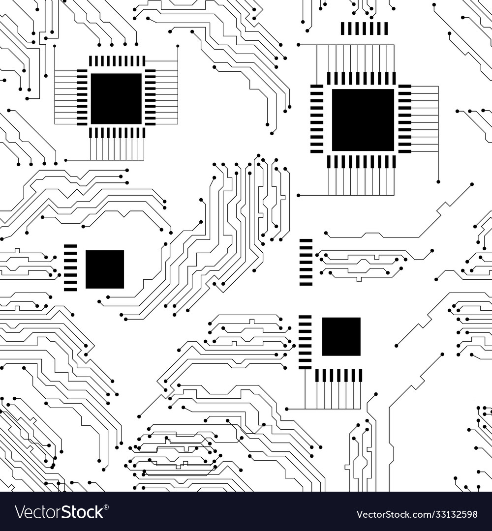 Microcircuit Abstract Techno Background Seamless Vector Image