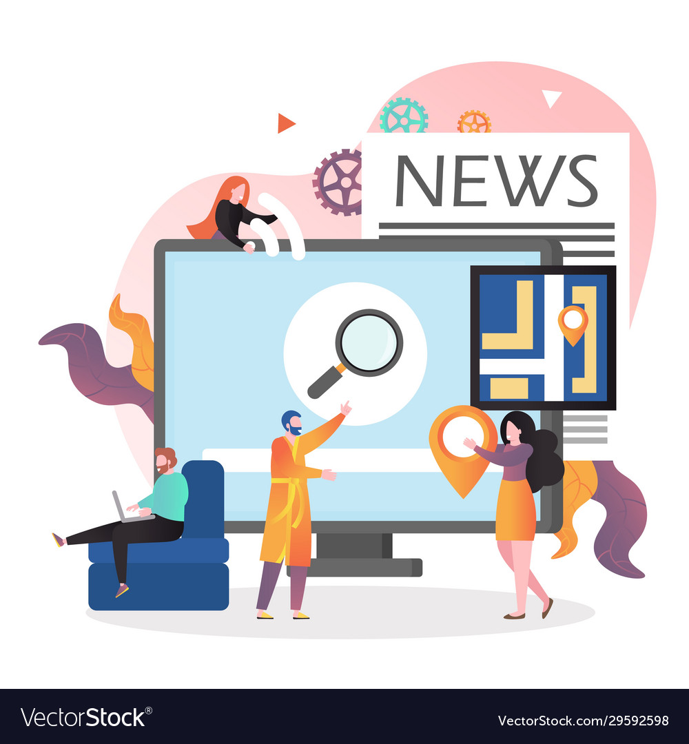 People using desktop computer concept Royalty Free Vector