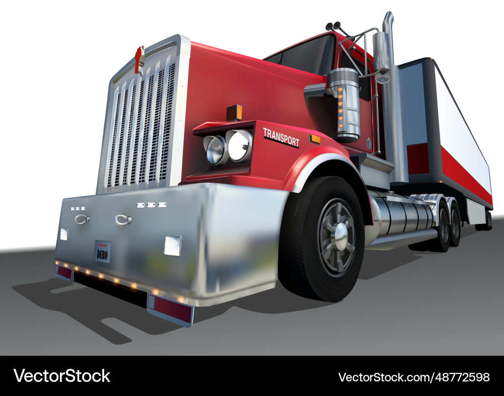 Red american truck Royalty Free Vector Image - VectorStock