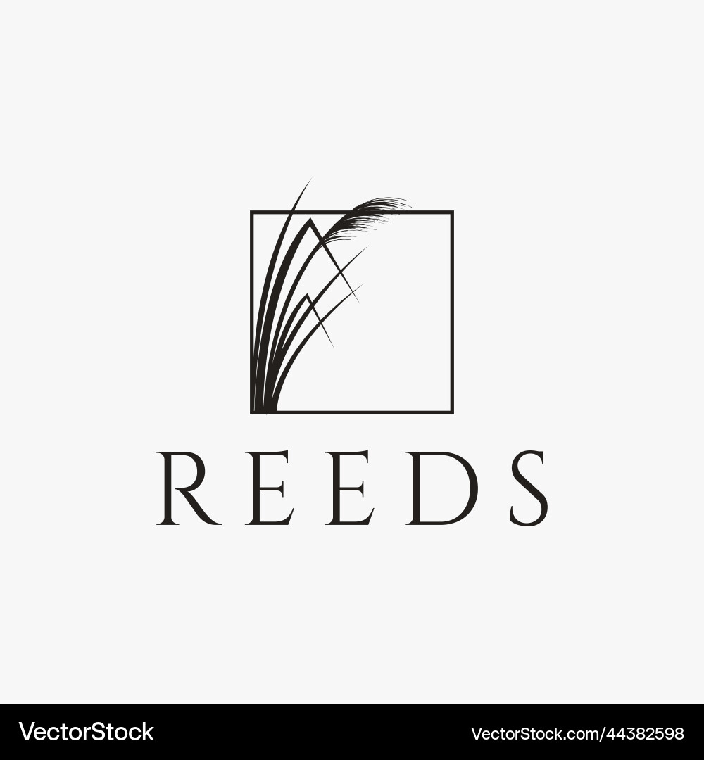 Simple reeds in frame logo on white background Vector Image