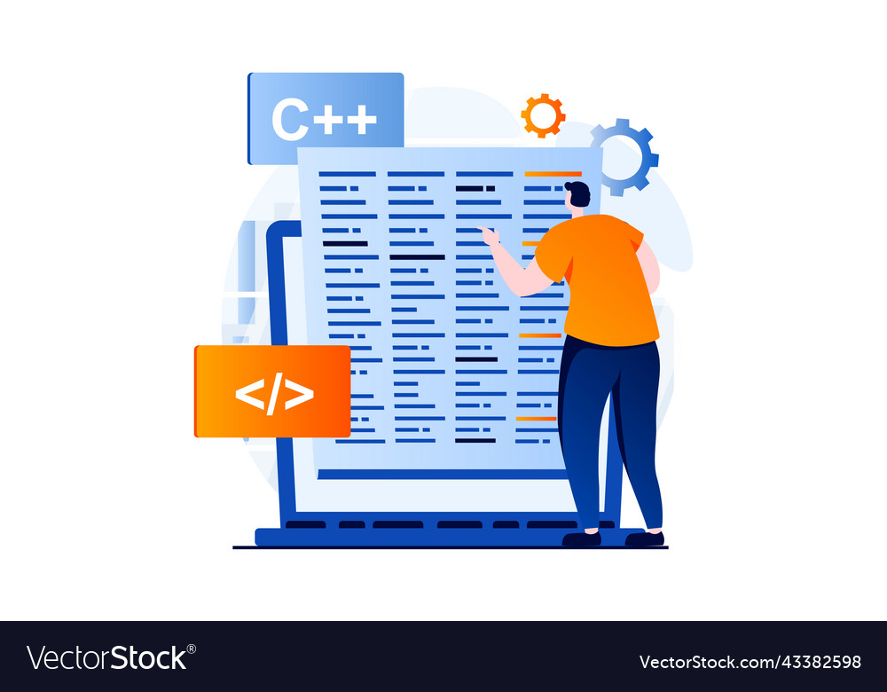 Software development concept with people scene Vector Image