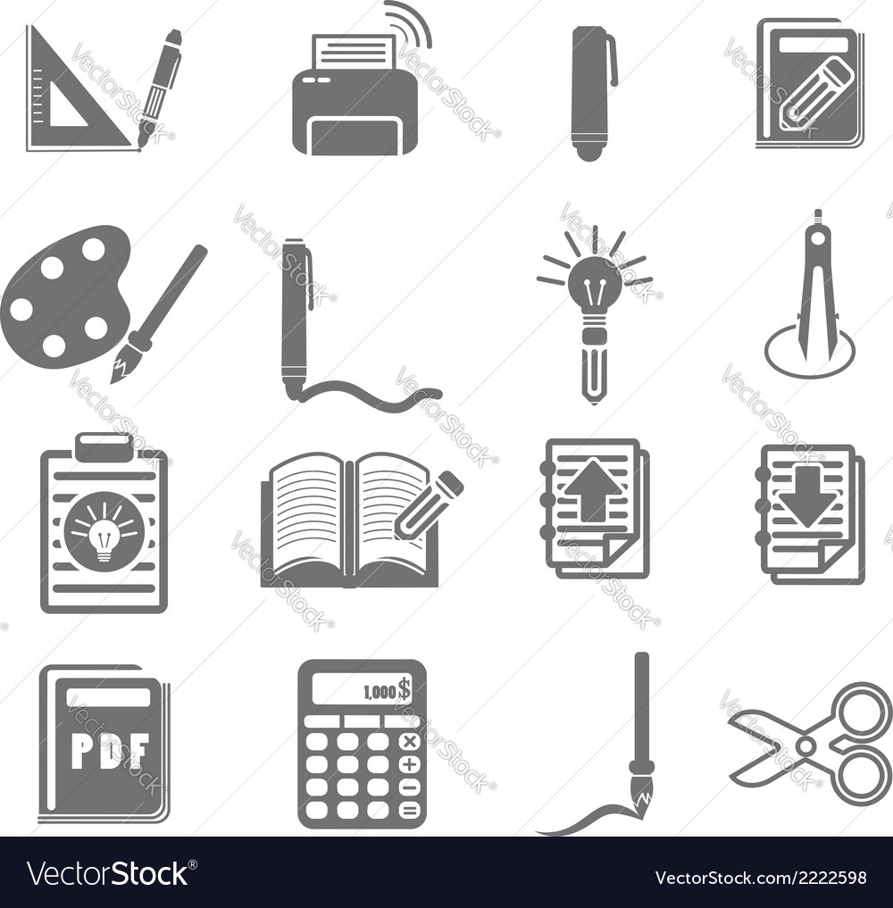 Tools learning icon set 3 Royalty Free Vector Image