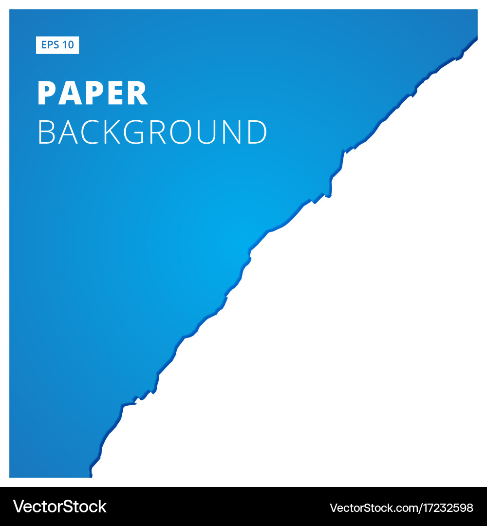 White ripped paper cut on blue background Vector Image