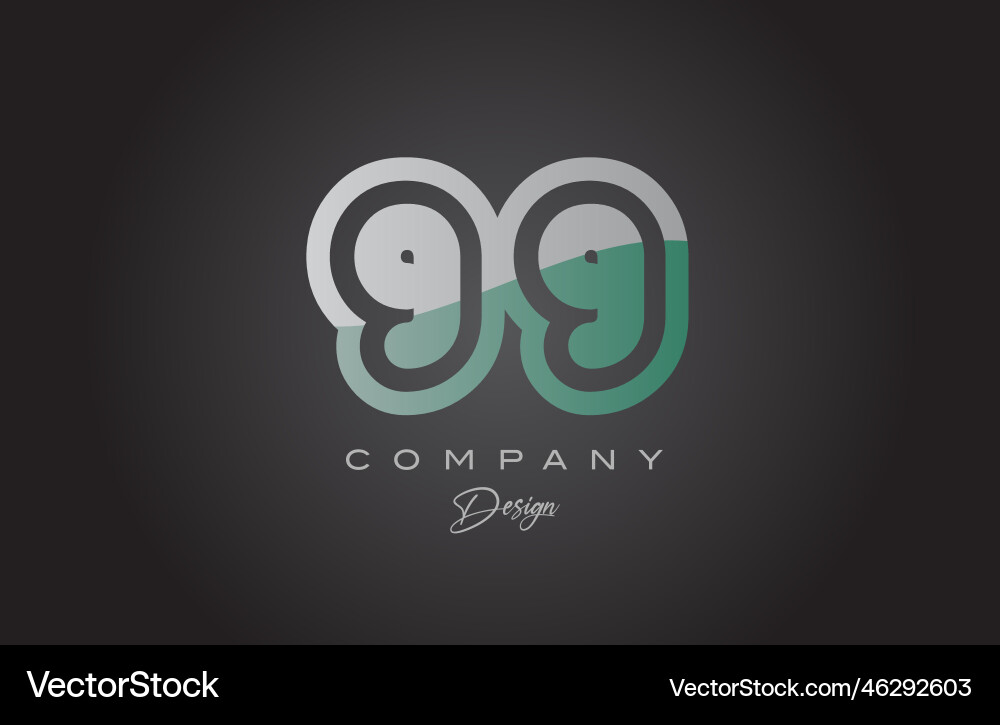 99 green grey number logo icon design creative Vector Image