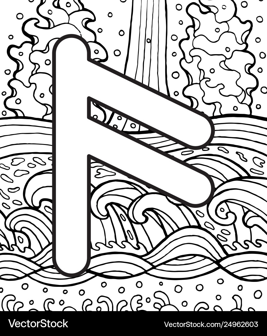Ancient scandinavian rune ansuz with doodle Vector Image
